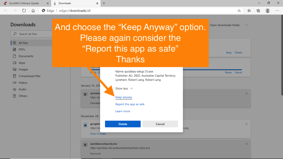 QuickBAS Software Update