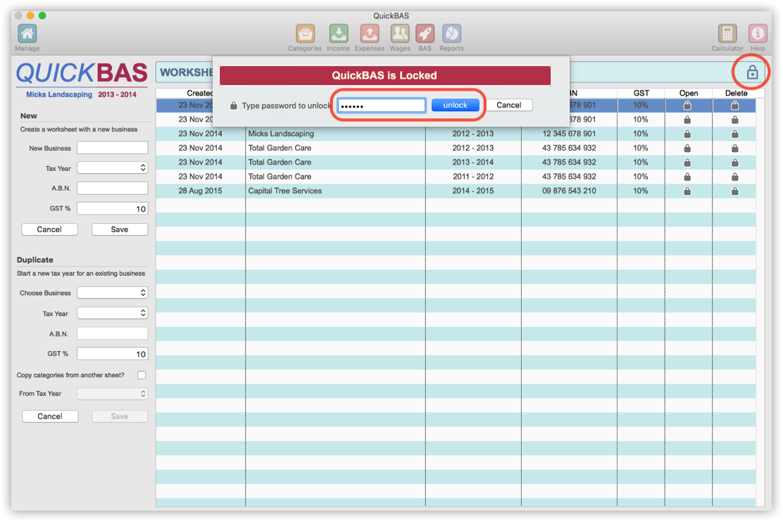 QuickBAS User Guide - Security Passcode Option